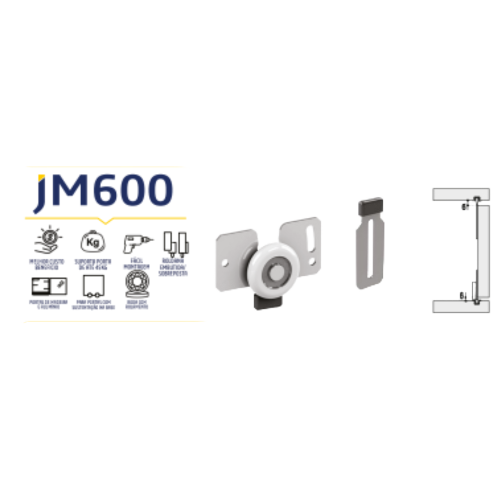 Kit Roldana para porta de correr - Joelini - JM600 - Dicor